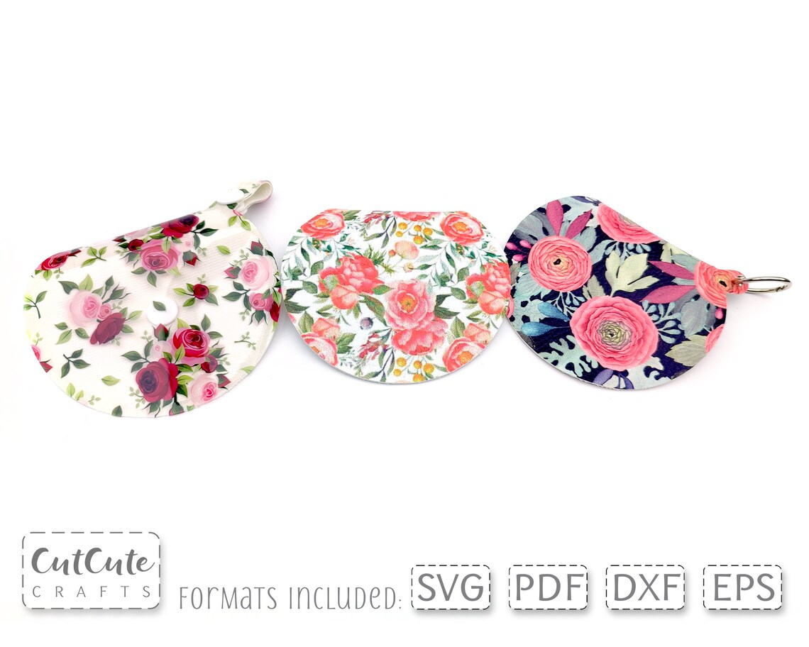 Mini Circle Coin Purse SVG Template Faux Leather Keychain and - Etsy