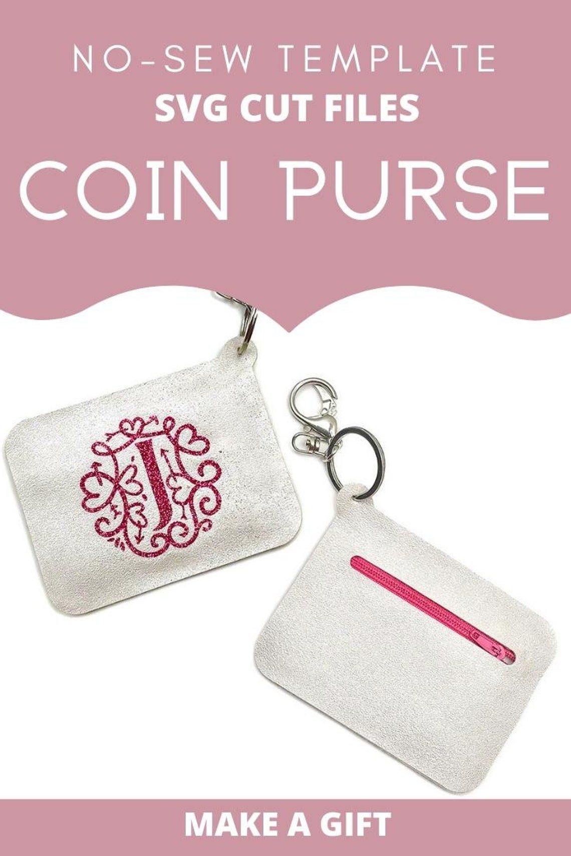 Zipper Coin Purse SVG Template Faux Leather Keyring No-sew - Etsy