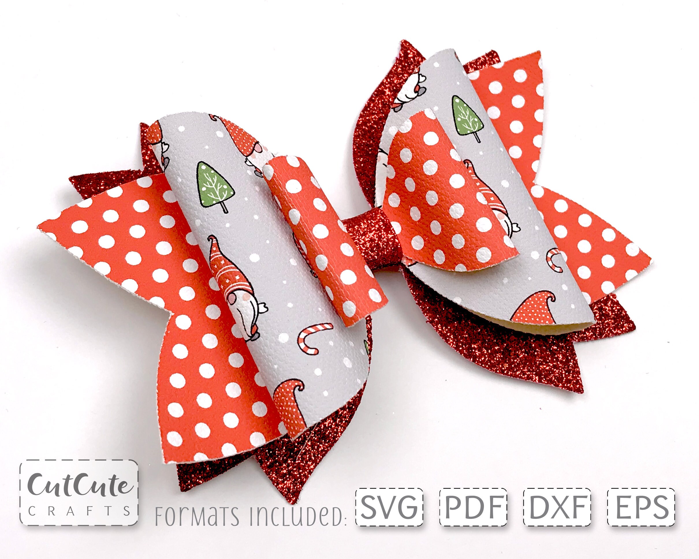 Faux Leather Hair Bow SVG 4 Layer Bow Template Cricut and | Etsy