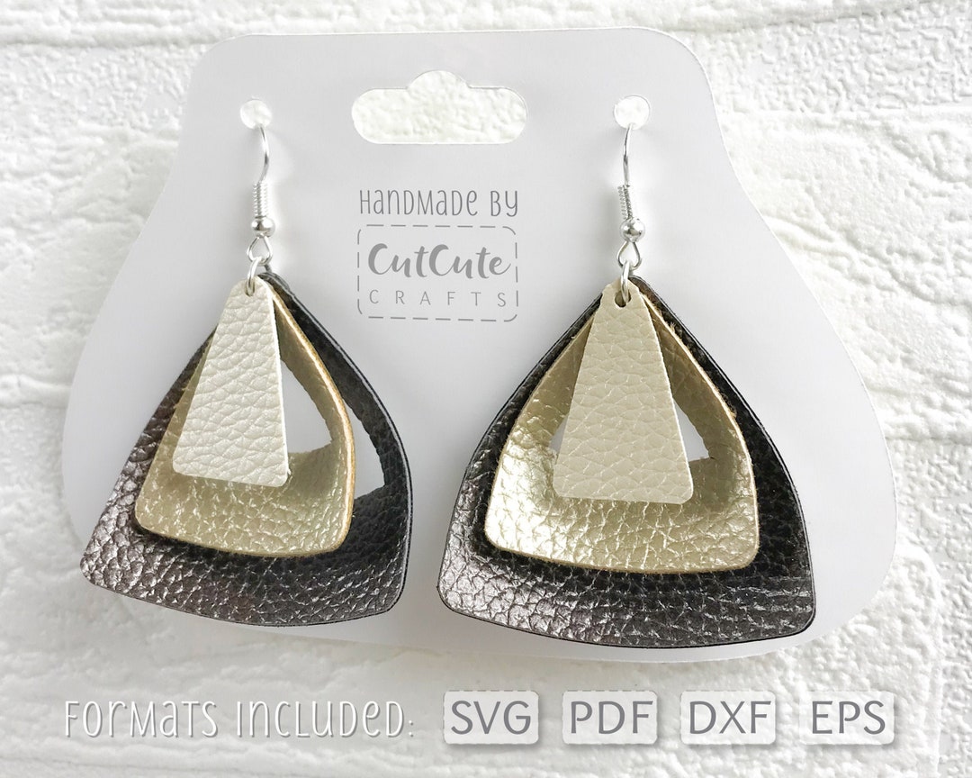 3D Layered Triangular Earring SVG, Faux Leather Earring Svg, SVG Cut ...