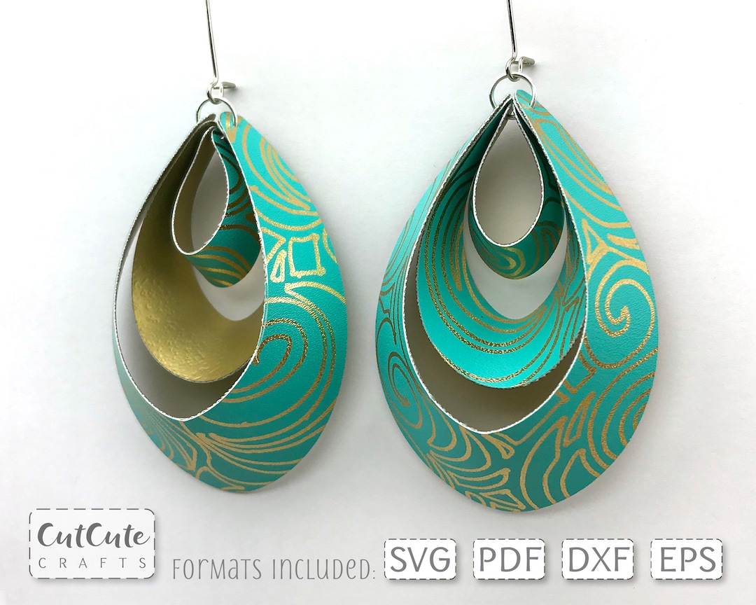 Boho Teardrop Earring SVG Template: Faux Leather Dangle Earrings ...