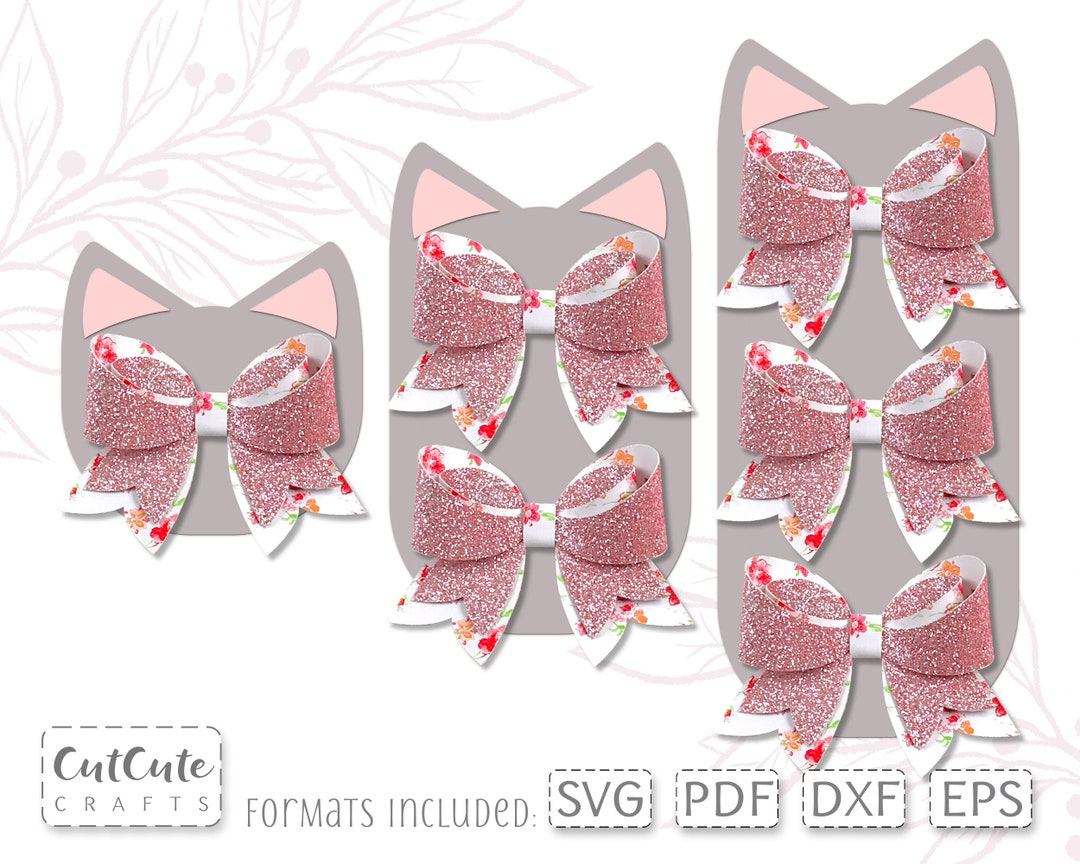 Kitten Hair Bow Display Card SVG Template for One, Two or Three Bows in ...