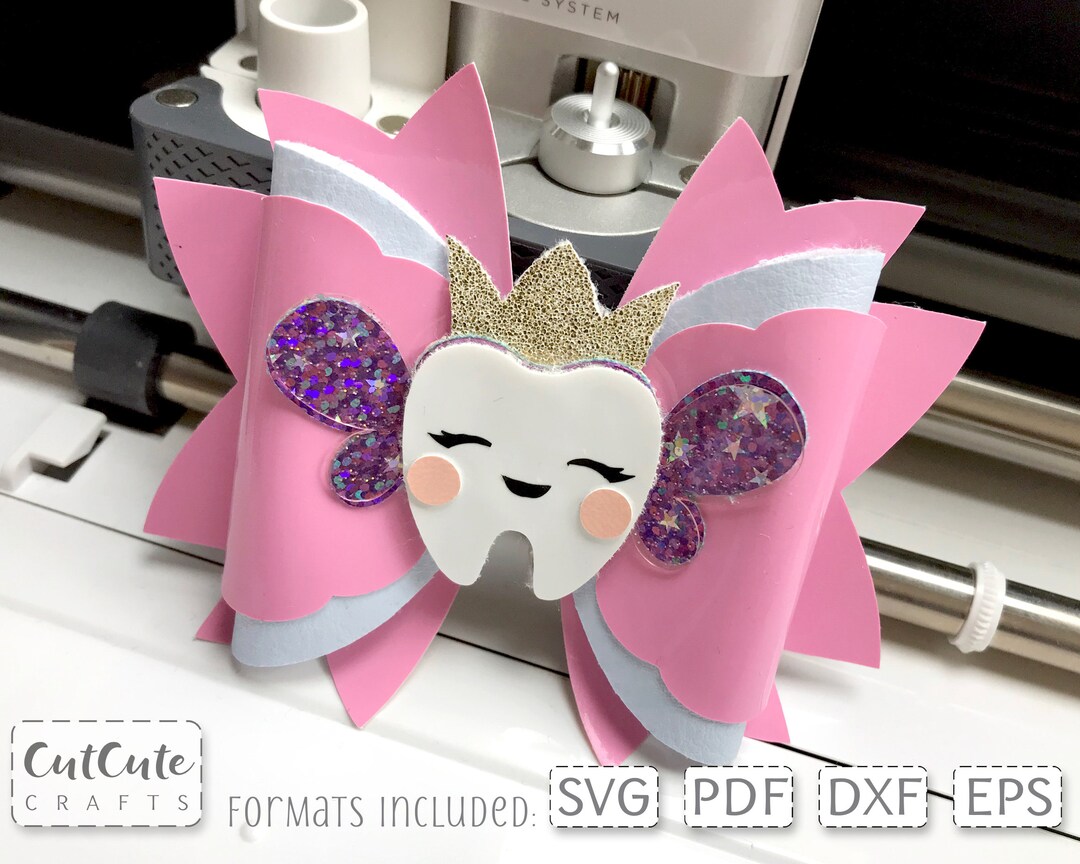 Tooth Fairy Bow SVG: Faux Leather Hair Bow Template (digital Download ...