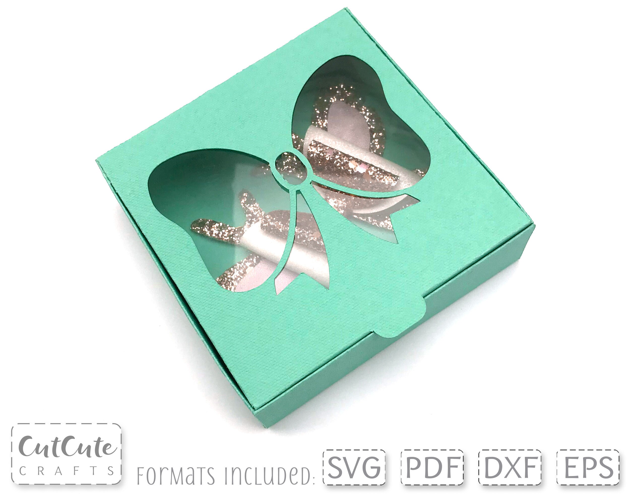 Bow Window Box SVG Square Bow Box Template Gift Box SVG | Etsy UK