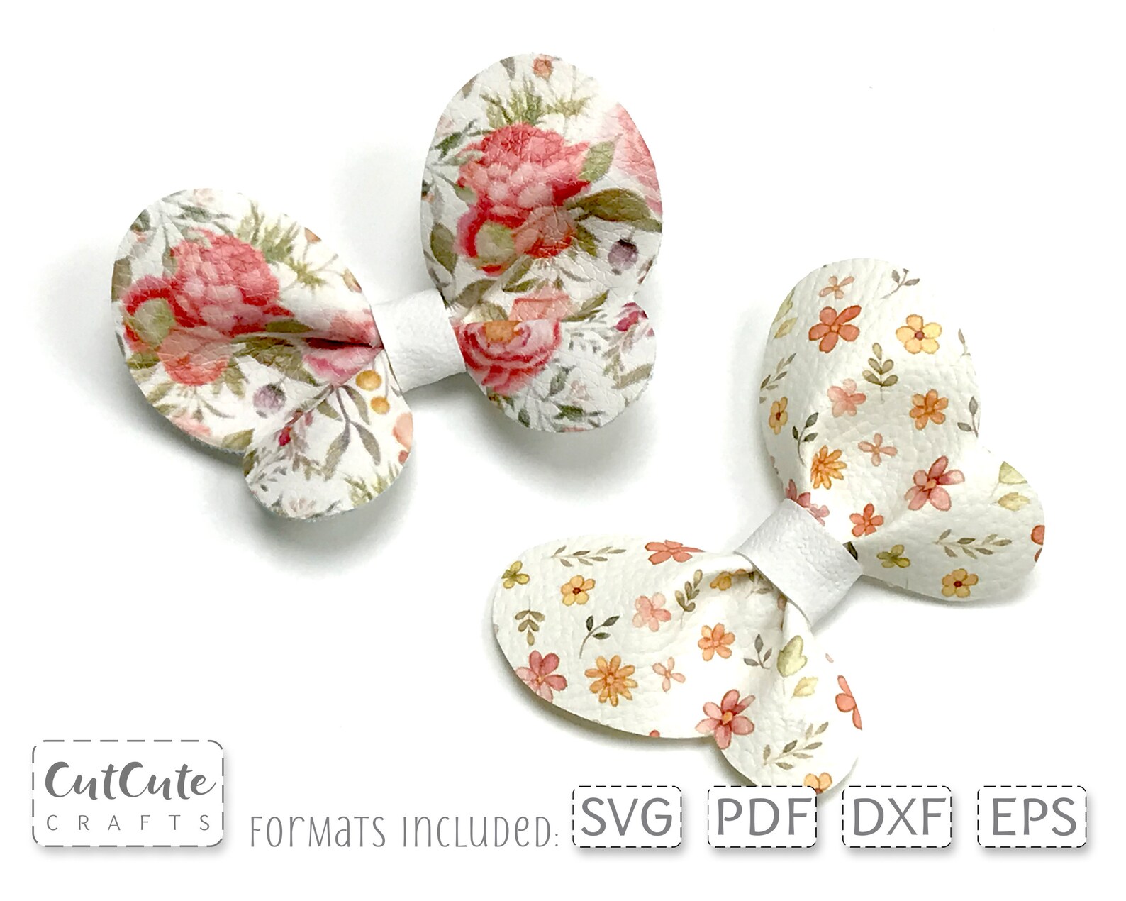 Bee and Butterfly Hair Bow SVG Bundle, Hair Clip Faux Leather Bow Svg ...