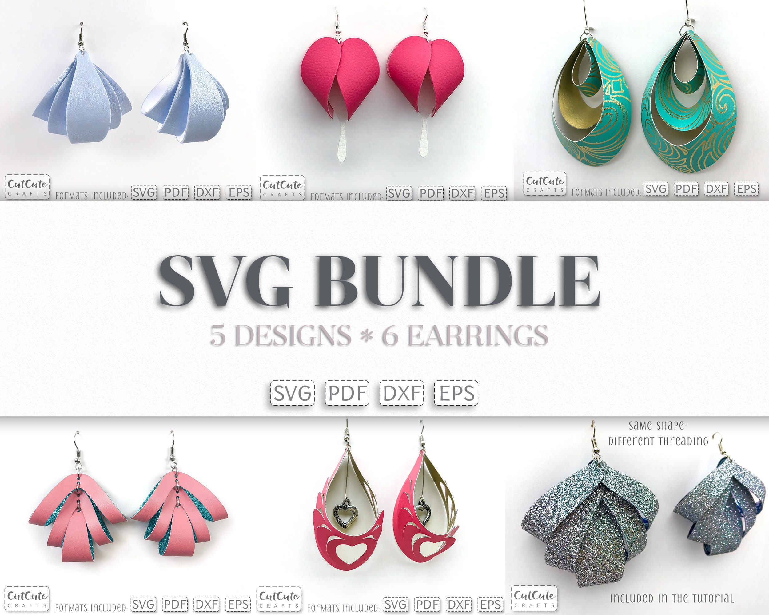 Earring SVG Bundle, Dangle Earrings Svg, Faux Leather Earring Templates ...