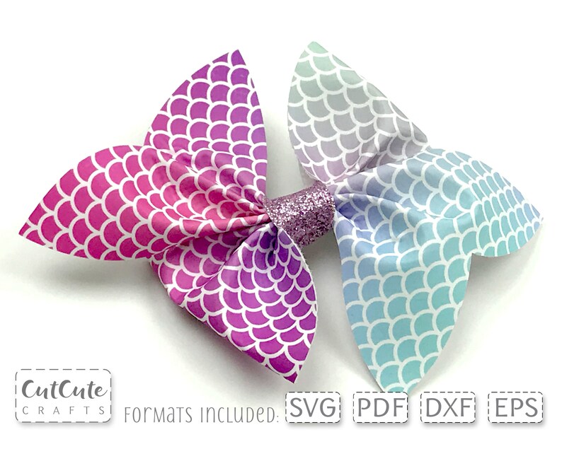 Double Mermaid Bow SVG Template for Faux Leather Pinch Bow Cut - Etsy