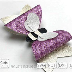 Honey Bee Bow SVG, Cute Bee Bow Template, Hairbow SVG Cricut Cut File ...