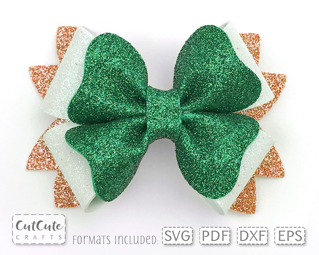 Shamrock Bow Template: St. Patrick's Day Hair Accessory (SVG, PDF) - Etsy
