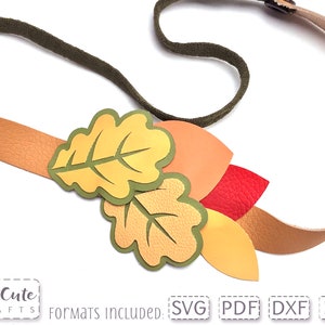 Fall Leaves Headband SVG Templates, Autumn Leaf DIY Faux Leather ...
