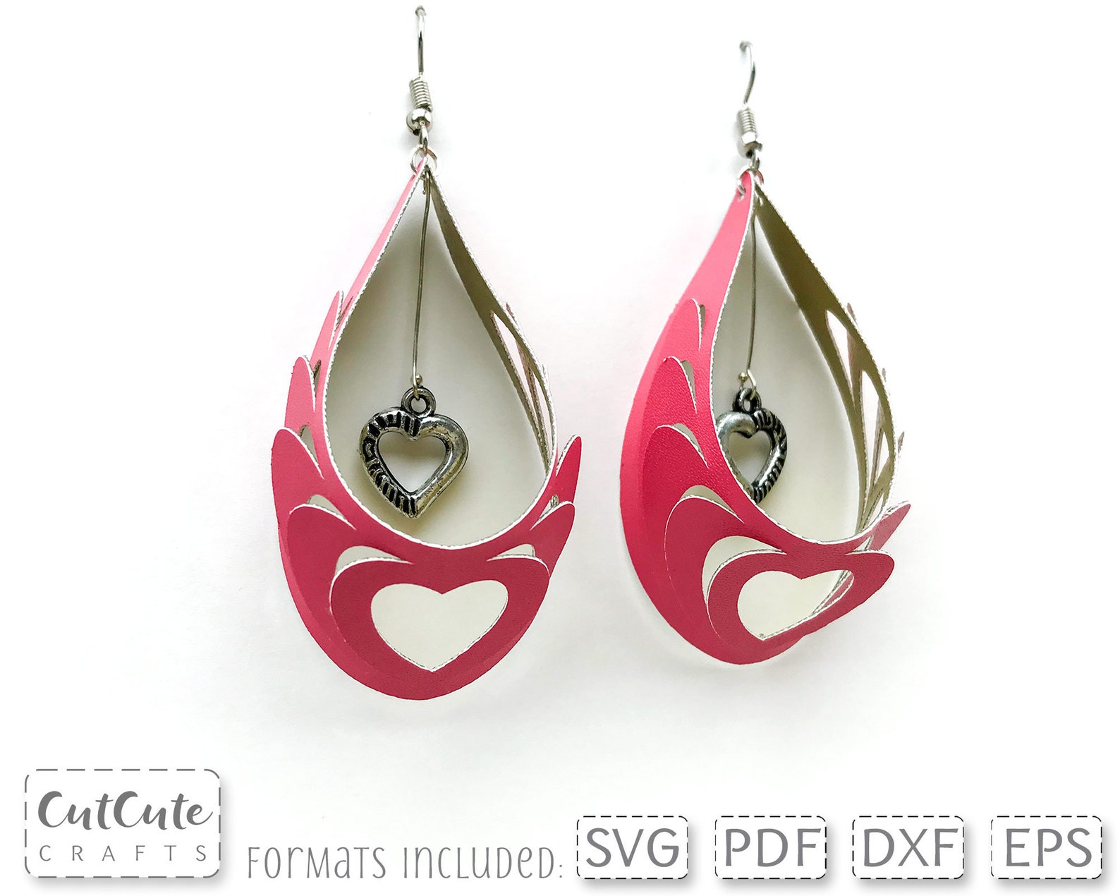 Heart Earring SVG SVG Cut File Heart Faux Leather Earrings - Etsy