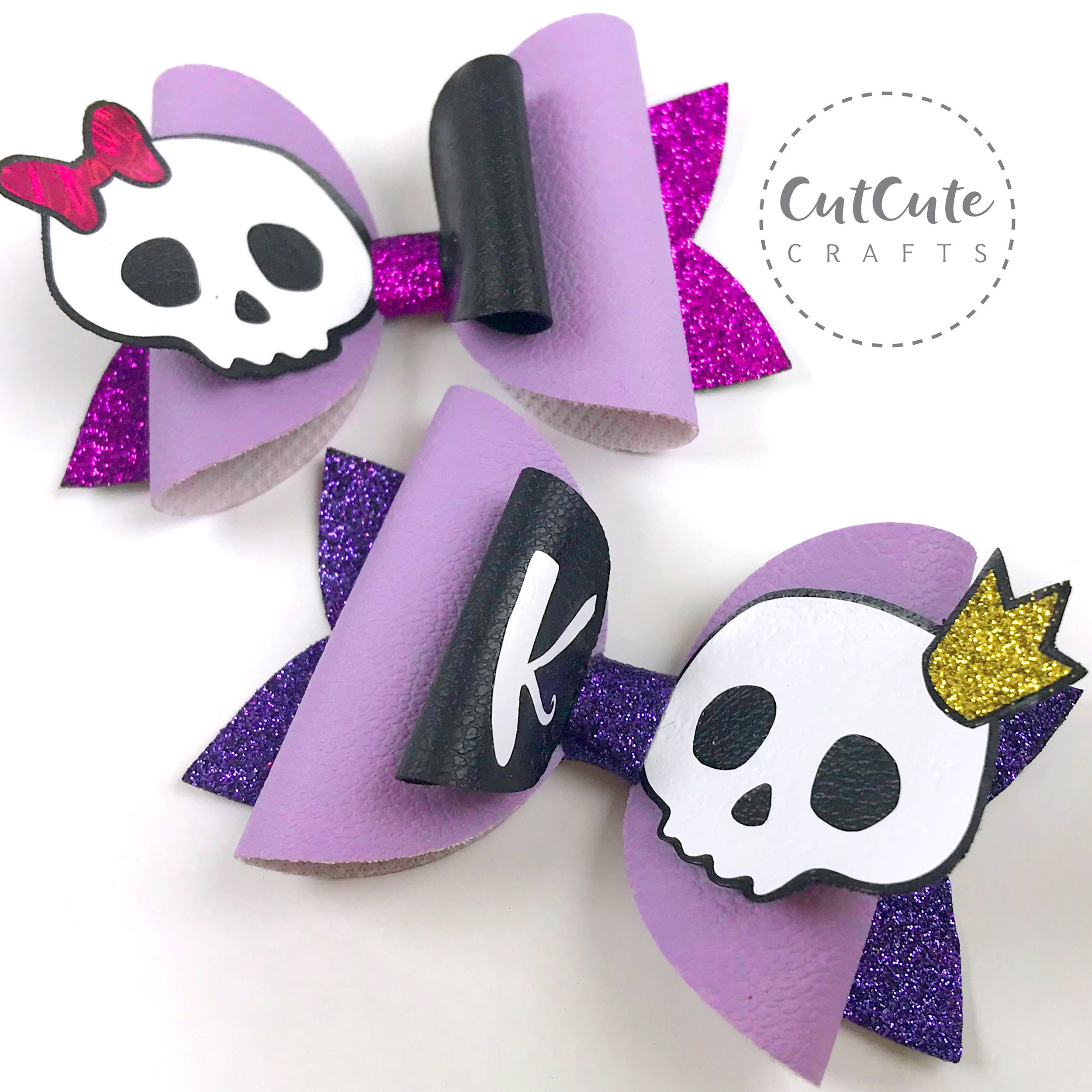 Pastel Goth Cute Skull Bow SVG Halloween SVG Hairclip Bow | Etsy