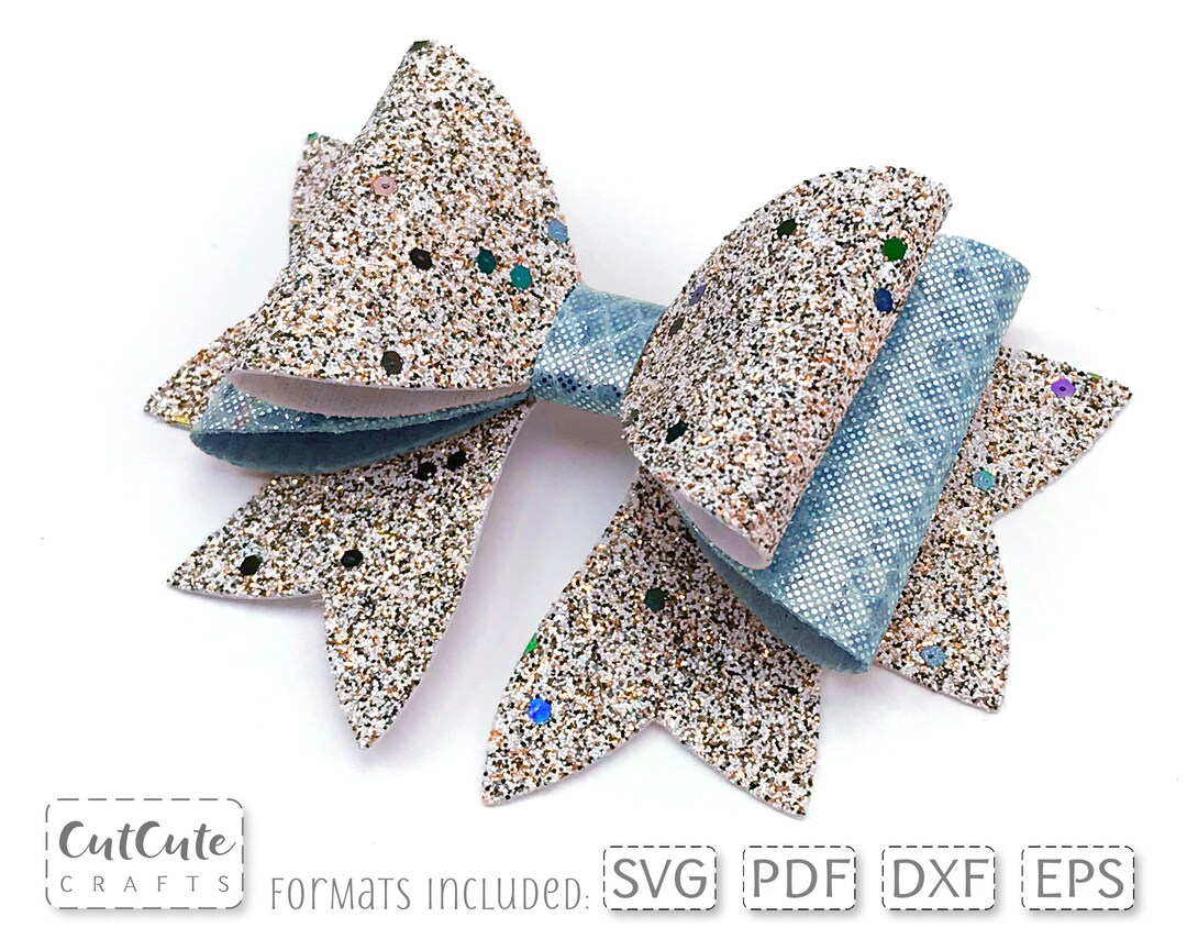 Hair Bow Template SVG, Bow Svg Dxf Eps, Faux Leather Bow Cut File ...