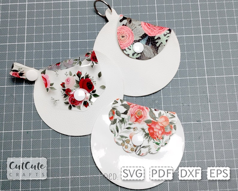 Mini Circle Coin Purse SVG Template: Faux Leather Keychain Wallet ...