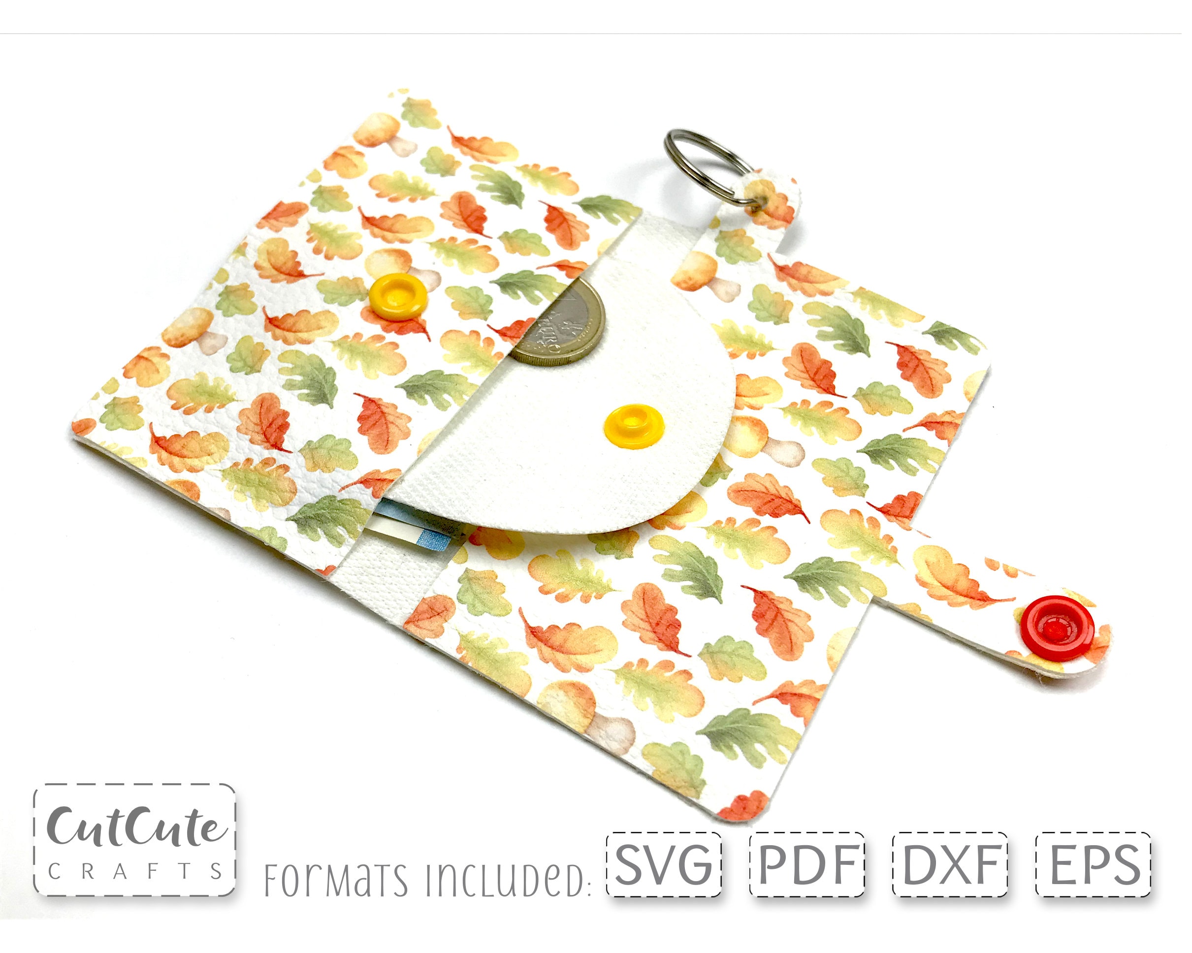 Combo Wallet SVG Template Faux Leather Keyring Mini Wallet cut | Etsy