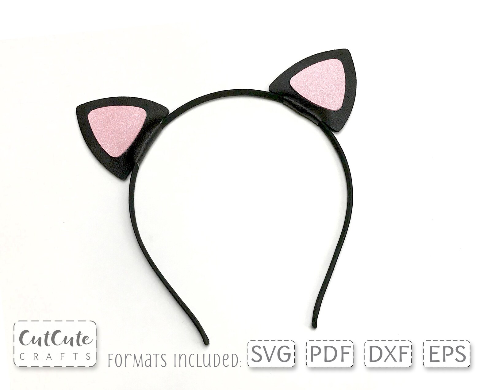 Cat Ears Hair Clips SVG Template Faux Leather Headband Ears - Etsy