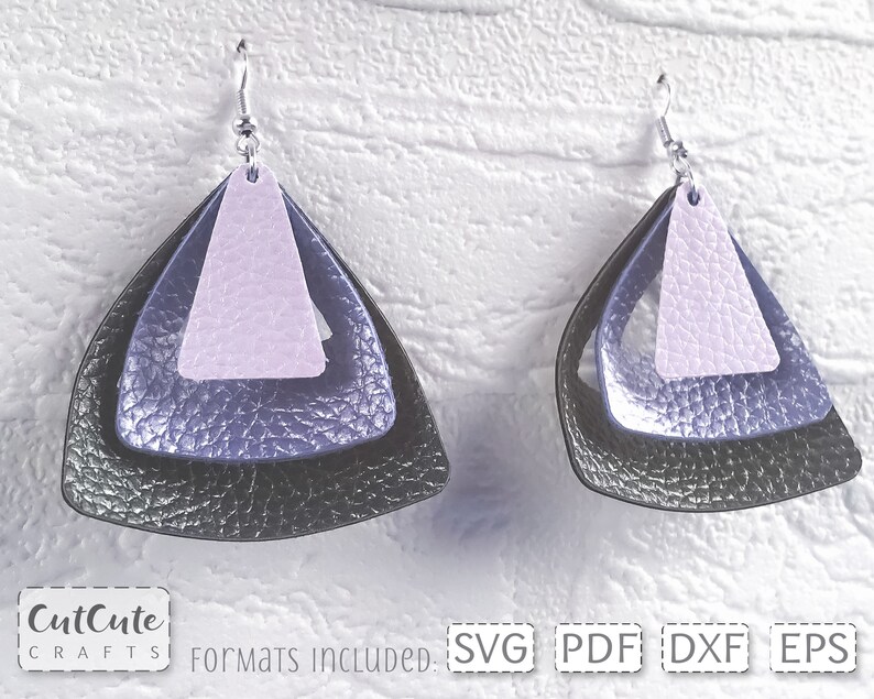 3D Layered Triangular Earring SVG Faux leather earring svg | Etsy