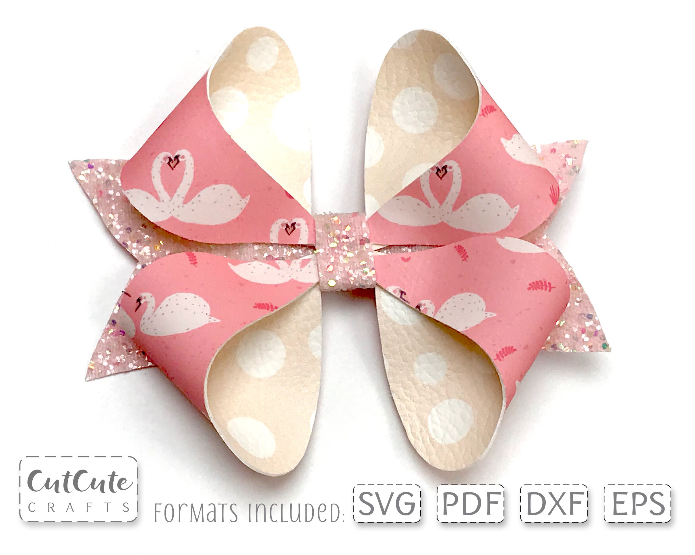Swan Hair Bow SVG Cricut Bow SVG Faux Leather Hair Bow - Etsy