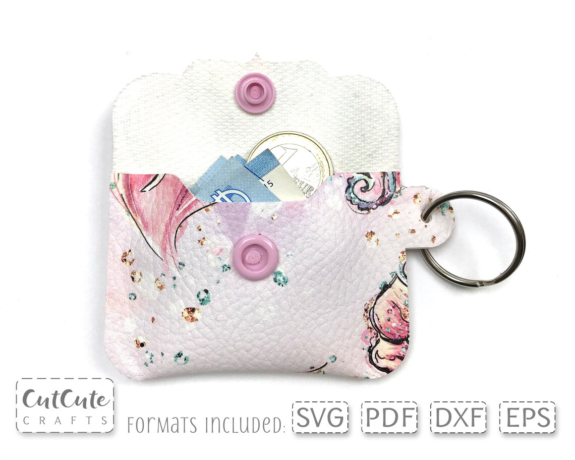 Fancy Mini Coin Purse SVG Template Faux Leather Key Fob Coin | Etsy
