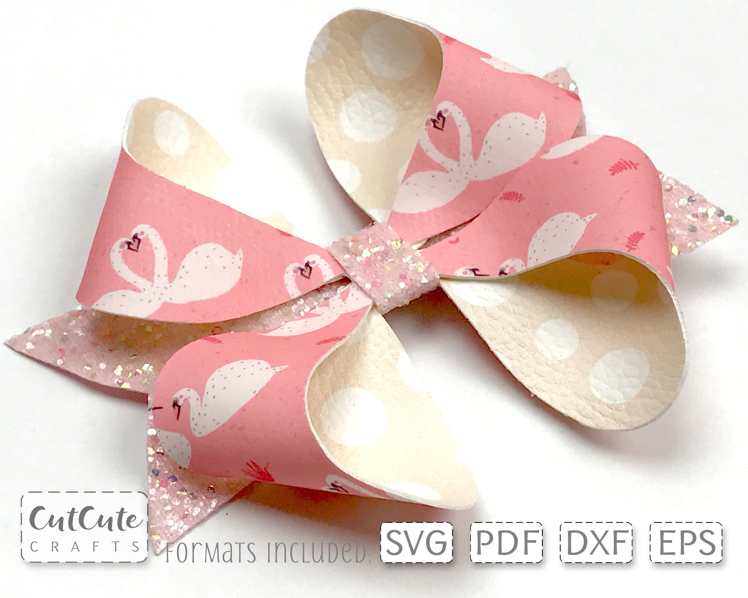 Swan Hair Bow SVG Cricut Bow SVG Faux Leather Hair Bow - Etsy UK