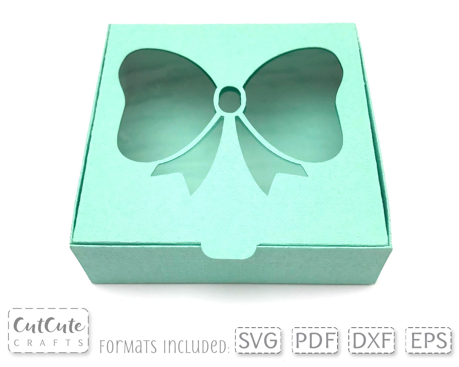 Bow Window Box SVG Square Bow Box Template Gift Box SVG - Etsy