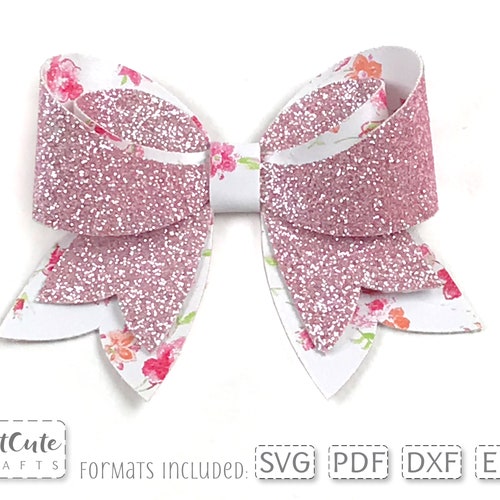 Double Curly Bow SVG Faux Leather Hair Bow Template Hairbow - Etsy