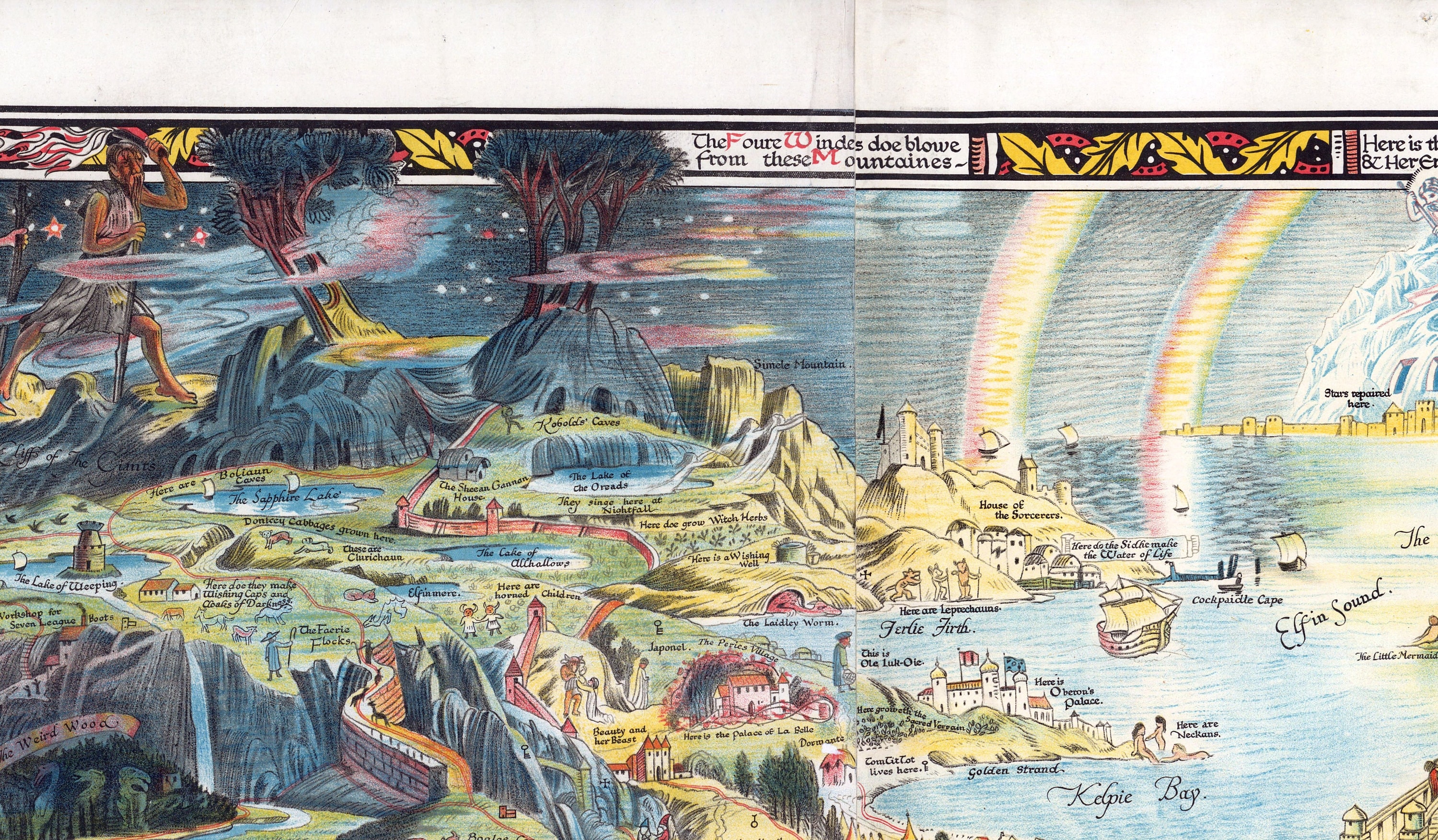 1918 an Ancient Mappe of Fairyland Map Poster European Fairy | Etsy