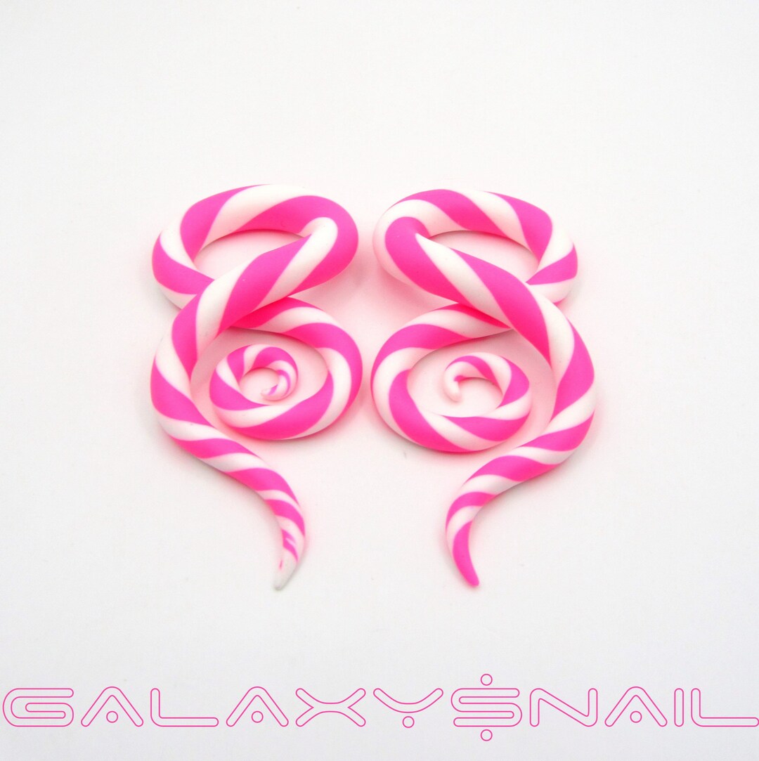 Pink Candy Swirl Fake Gauges - Barbiecore Spiral Earrings - Kawaii ...