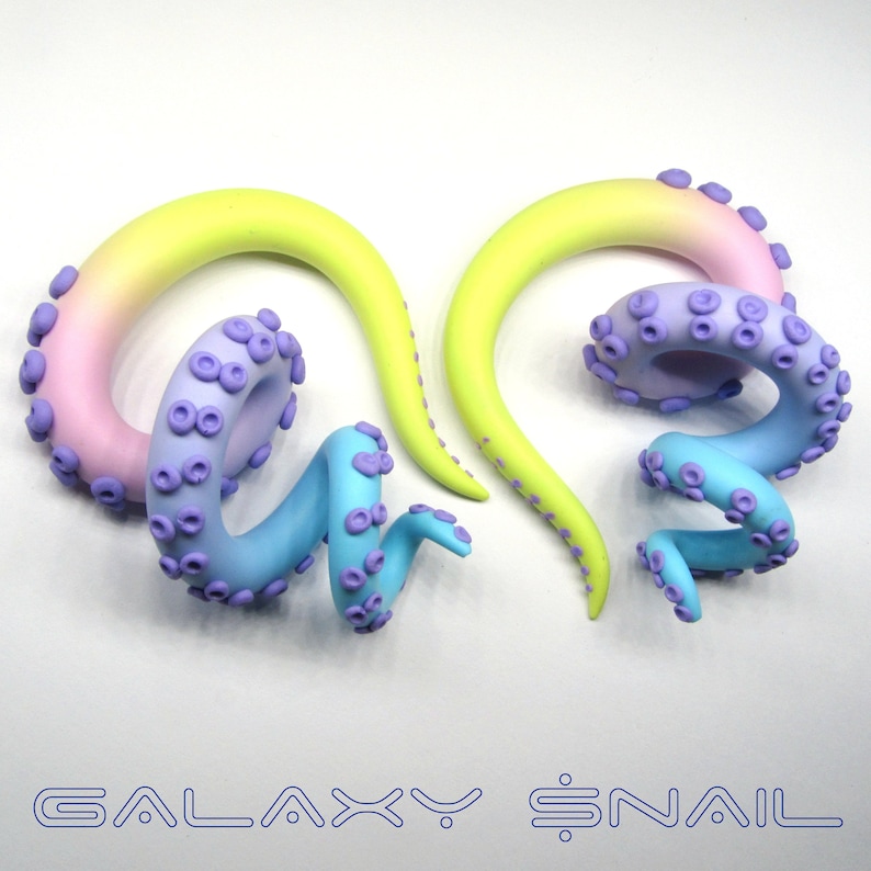Kawaii Pastel Goth Tentacle Gauges - Octopus Fake Plugs - Creepy ...