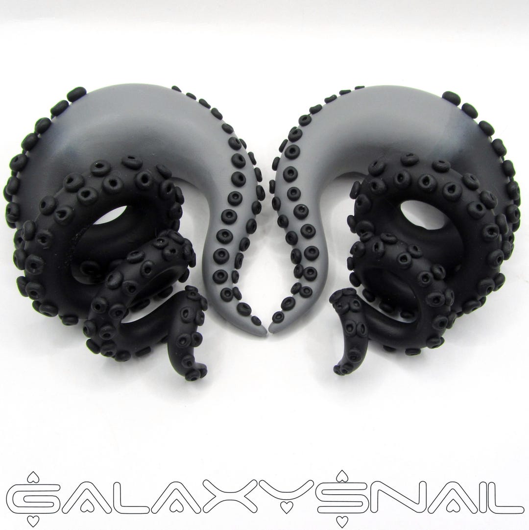 Gothic Octopus Tentacle Gauges - 1 Inch (25mm) Polymer Clay Plugs ...