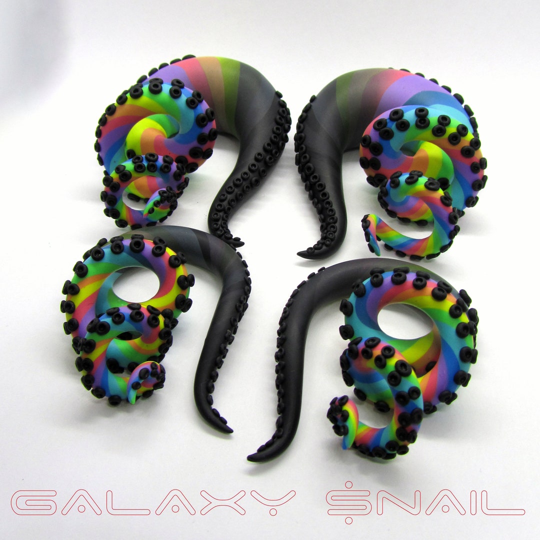 The Pastel Goth Tentacle Black Rainbow Gauges / Earrings / Plugs/ Fake ...
