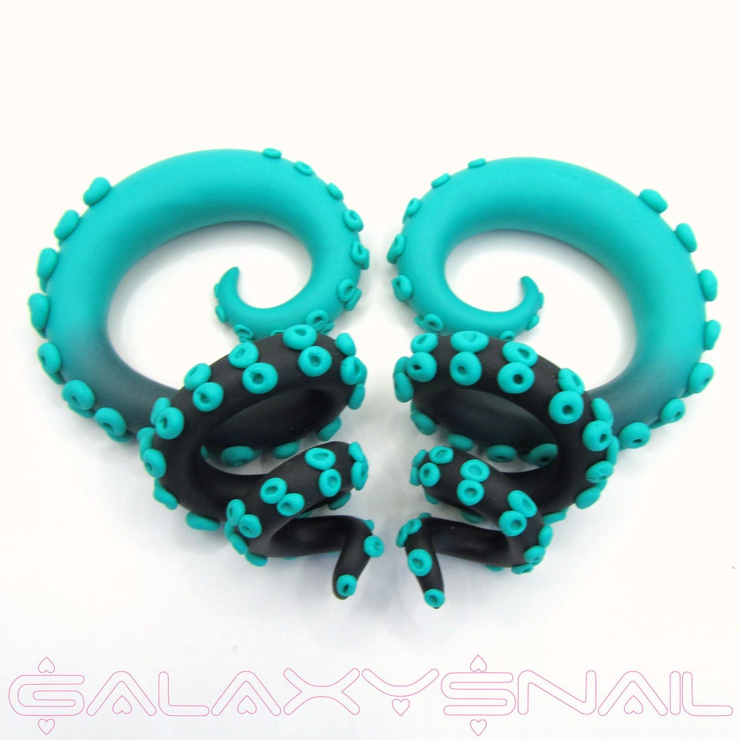 The Dark Turquoise Pastel Goth Tentacle Gauges, Earrings, Plugs, Fake ...