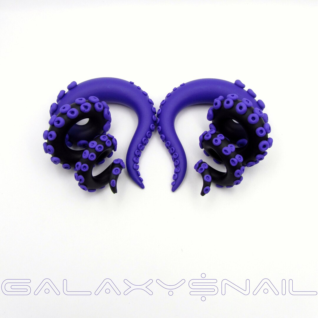 Pastel Goth Tentacle Earrings – Ursula-inspired Black & Purple Gauges ...
