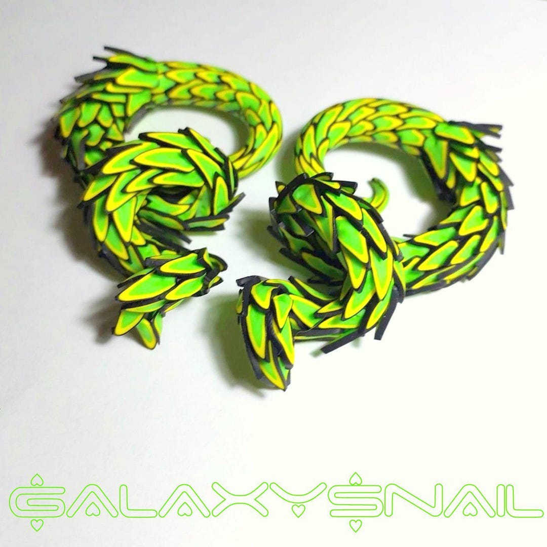 The Kagune, Dragon Ultraviolet Glow Gauges Earrings Fake Gauges 6g , 2g ...
