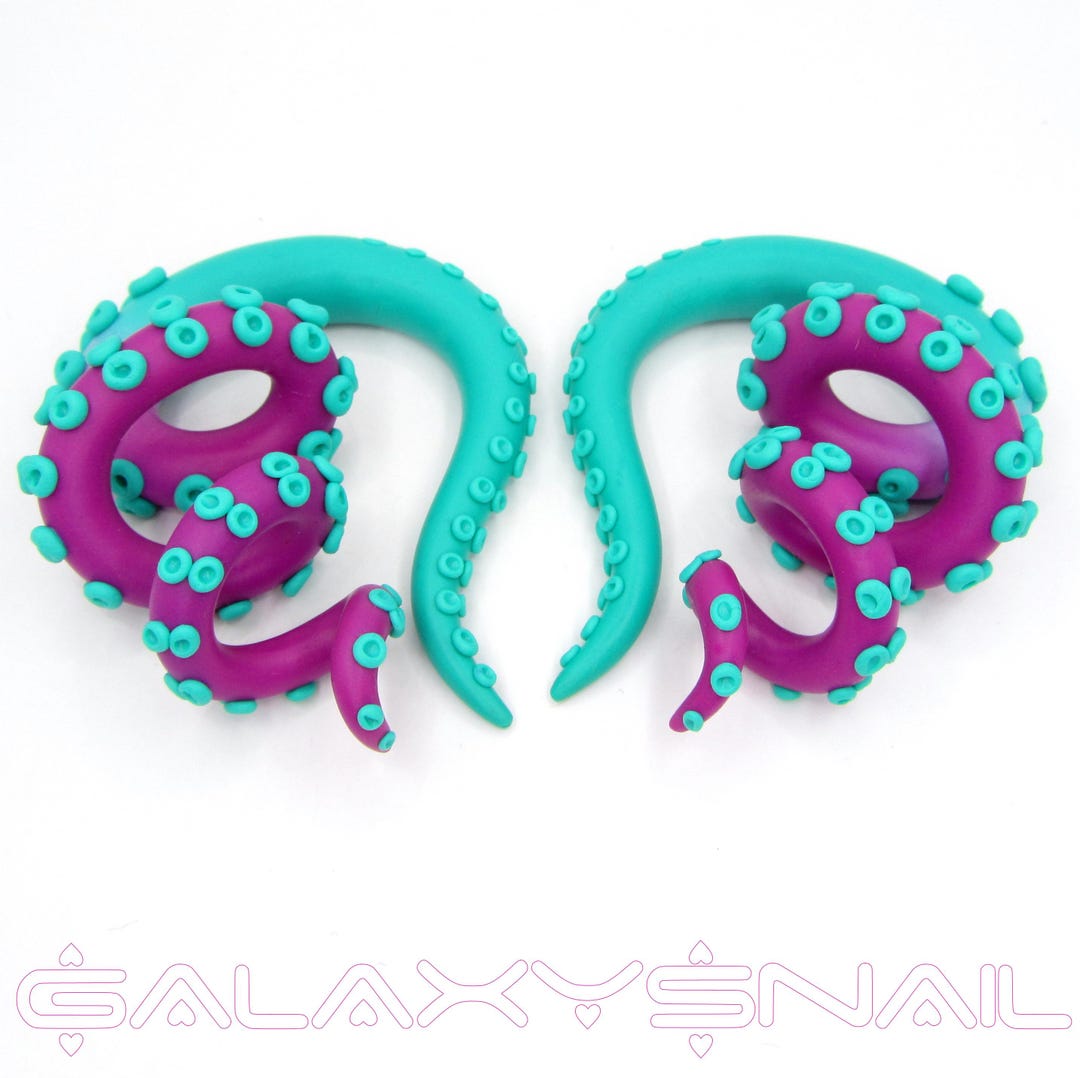 Octopus Tentacle Gauges: Handmade Polymer Clay Earrings for Stretched ...