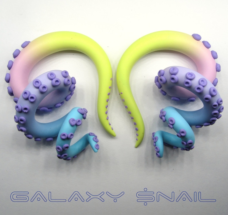 Kawaii Pastel Goth Tentacle Gauges - Octopus Fake Plugs - Creepy ...