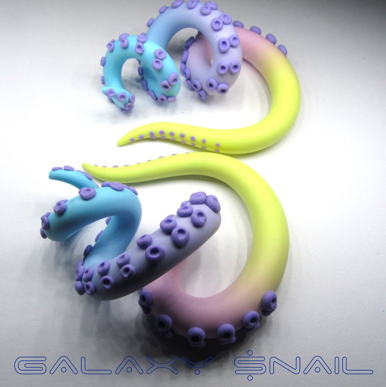 Kawaii Pastel Goth Tentacle Gauges - Octopus Fake Plugs - Creepy ...