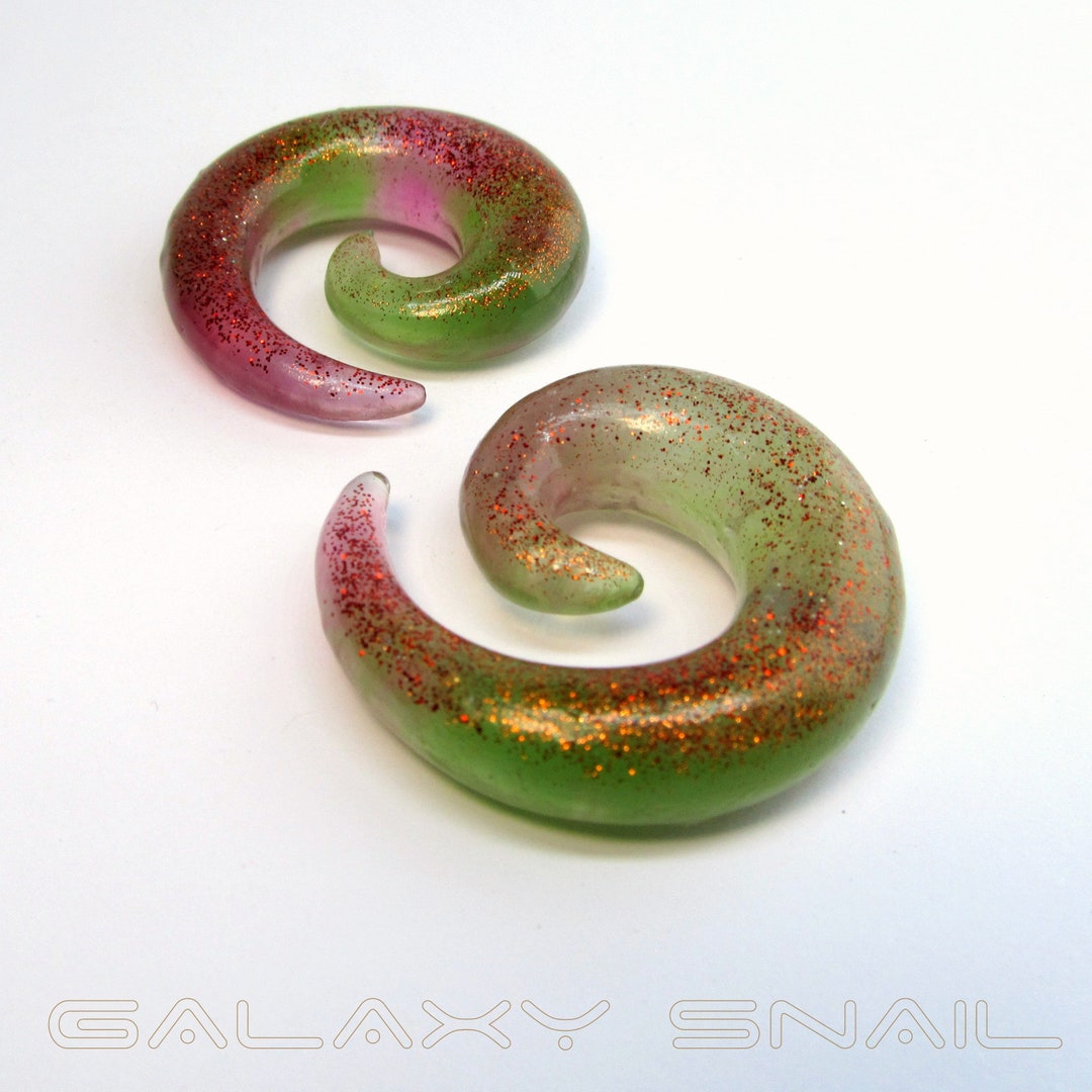 Green Pink Spiral Fake Gauges - Resin Fake Gauges 12mm -unique One-of-a ...