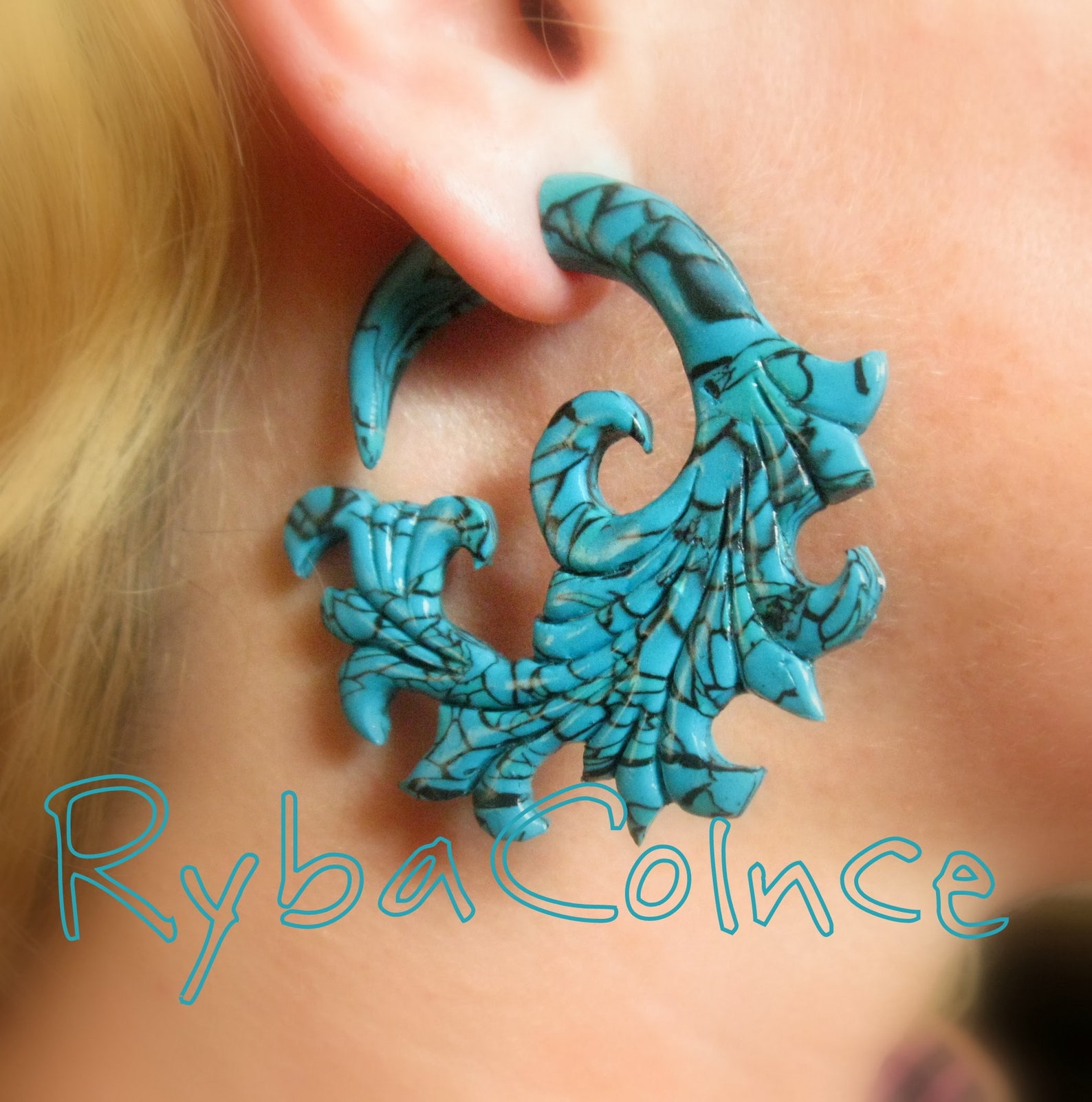 Earrings The Turquoise Fake ear gauge / Faux gauge/Gauge | Etsy