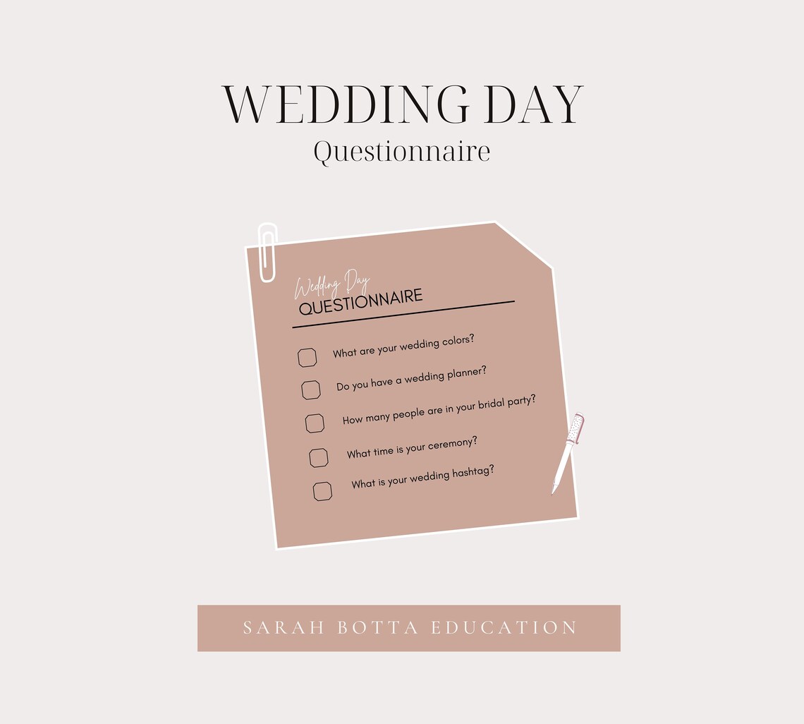 Wedding Day Questionnaire Template Photographer Forms - Etsy