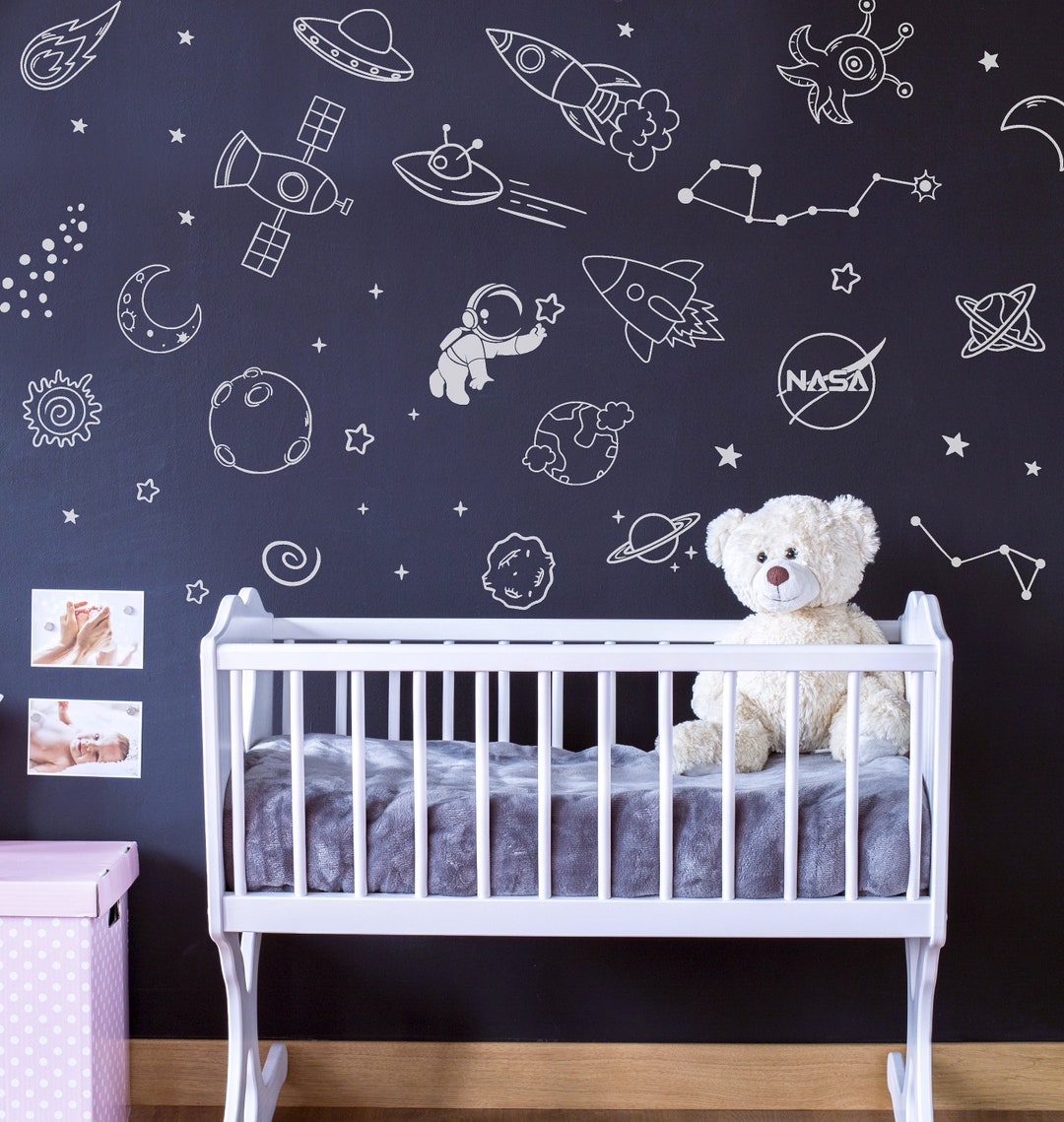 Decor for Boys Room Art Outer Space Star Rockets Planets Stickers ...