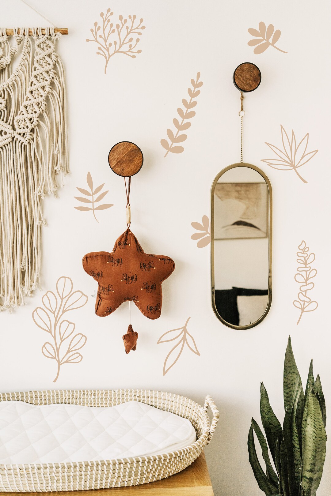 Boho Leaves Boho Nursery Wall Decal Stickers Girls Room Wall Decal Boys ...