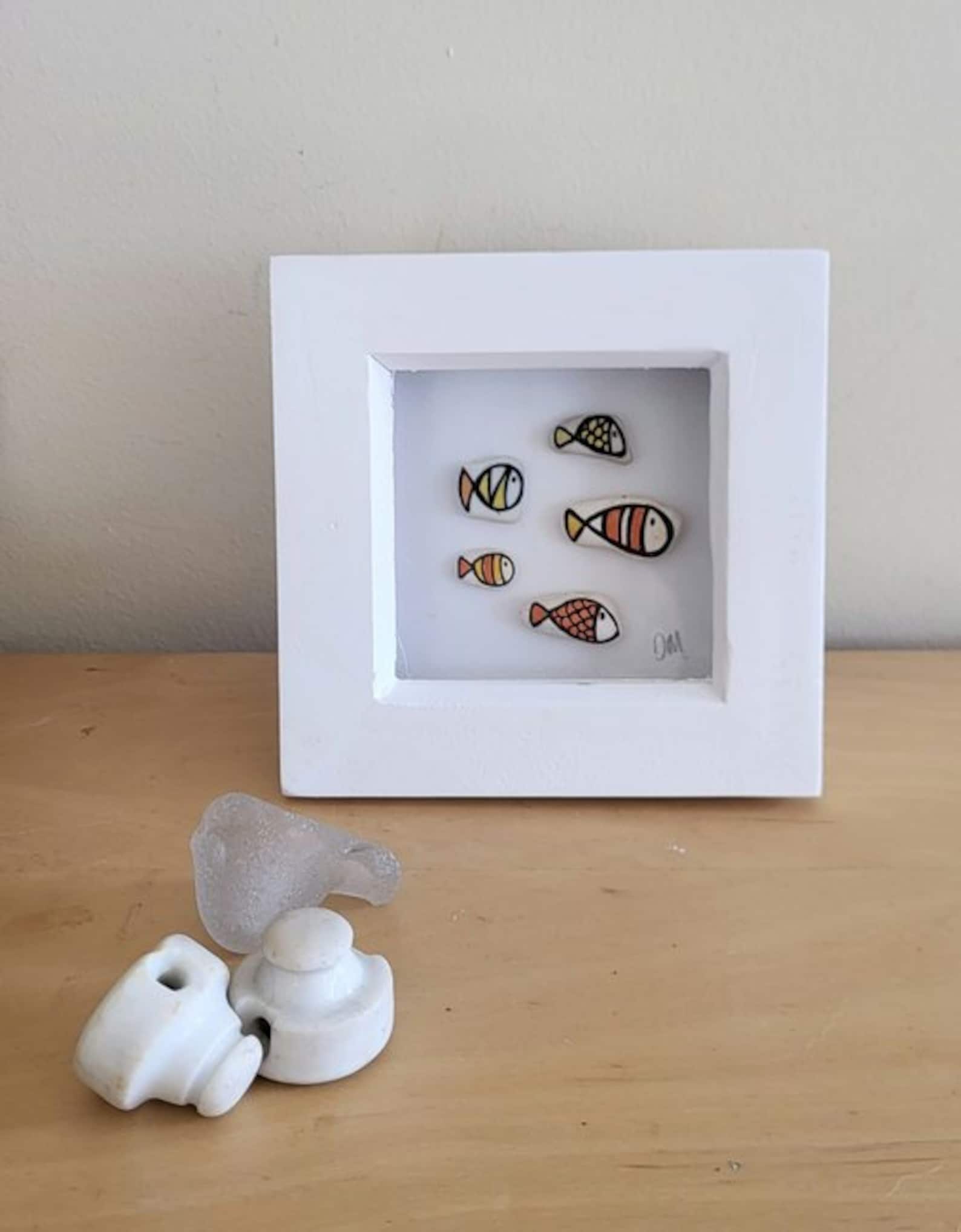 Tiny Colourful Fish Pebble Art Box Frame Handmade in - Etsy