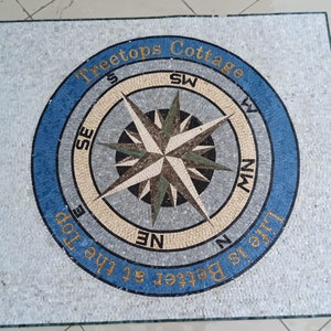 Custom Marble Mosaic Compass Rose Flooring Medallion Tiles ...