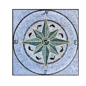Square Compass Rose Nautical Marble Mosaic Medallion Flooring Tiles ...