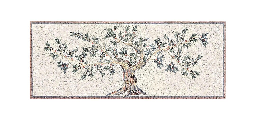 Olive Tree Backsplash Marble Mosaic Tile Handcrafted Mosaic ...