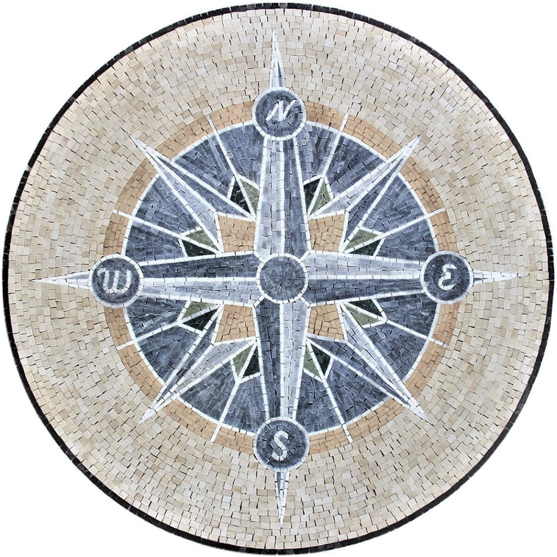 Compass Rose Nautical Marble Mosaic Kitchen Backsplash Etsy