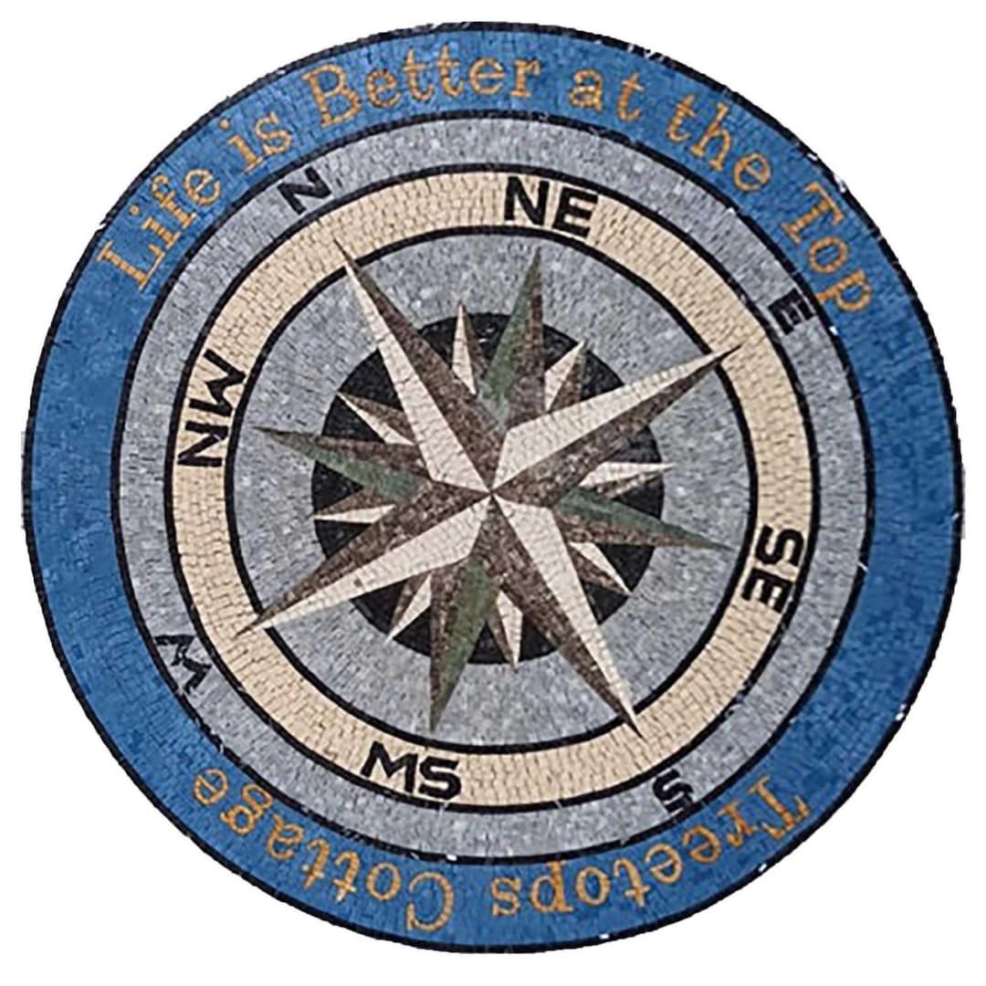 Custom Logo Compass Rose Mosaic Medallion Tiles. Customization ...