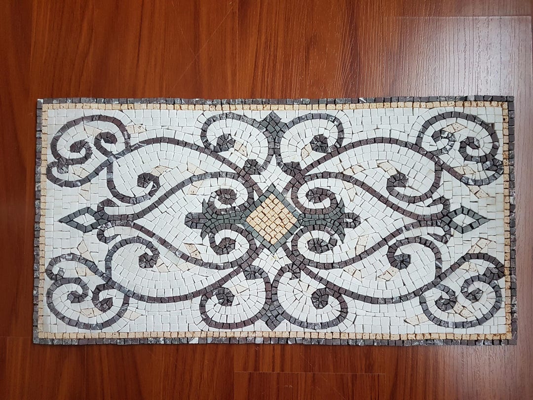 Scrolls Backsplash Marble Mosaic Tiles. Handcrafted Mural Wall Panel ...