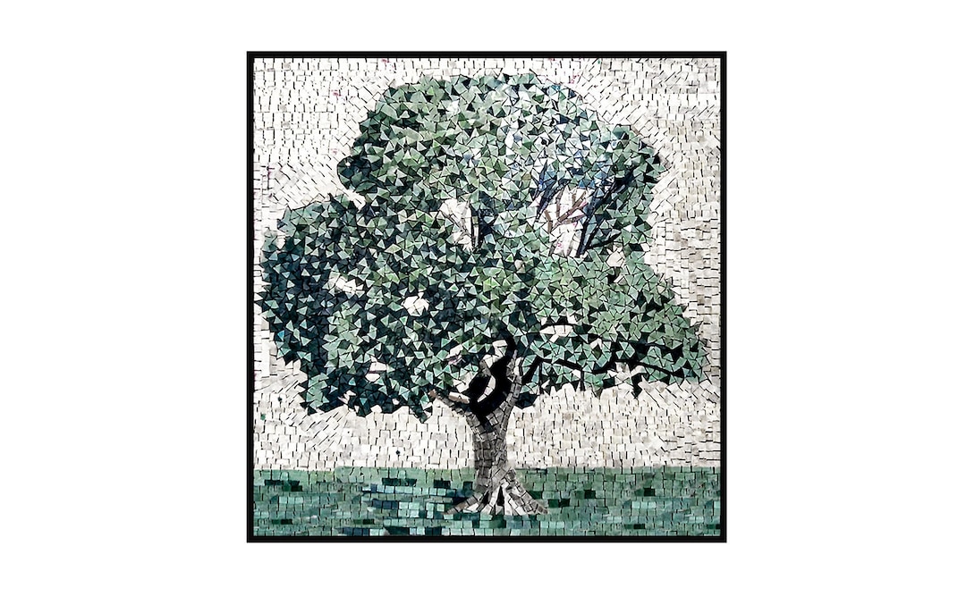 Oak Tree Marble Mosaic Tile: Handcrafted Kitchen Backsplash Mural - Etsy